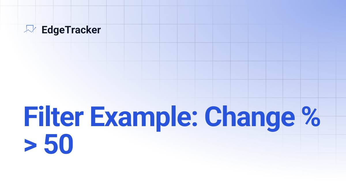 Filter Example: Change % > 50 | EdgeTracker
